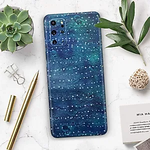 DesignSkinz The Grungy Blue Green Stars Surface Protective Vinyl Decal Wrap Skin Cover Compatible with The Samsung Galaxy S20 (Screen Trim & Back Glass Skin)