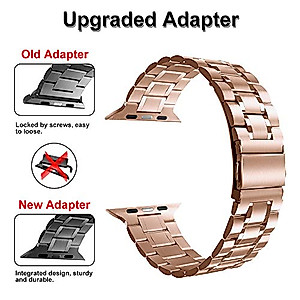 chuangshiji Compatible with Apple Watch Band 38mm 40mm 41mm 42mm 44mm 45mm Women and Men, Solid Stainless Steel Metal Wristband Replacement for iWatch Series 8/7/6/5/4/3/2/1/SE (Rose gold, 38mm/40mm/41mm)