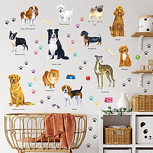 DECOWALL DS-8045 Dogs Wall Decals Stickers Kids Peel and Stick Removable paw décor Print Room Bone Puppy Bedroom Decorations Wallpaper pet Nursery Baby Golden Retrieve Terrier