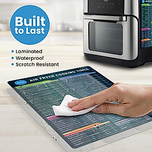 Air Fryer Magnetic Cheat Sheet Set, Air Fryer Accessories Cook Times, Airfryer Accessory Magnet Sheet Quick Reference Guide for Cooking and Frying (Black)