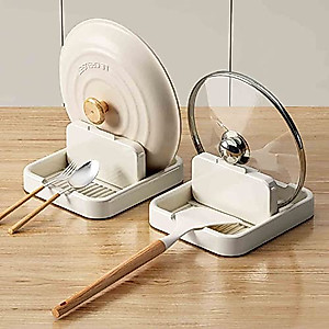 Foldable Lid Rack, Foldable Pot Cover Rack, Multifunctional Kitchen Spatula Soup Spoon Stove Countertop Shelf Pot Lid Storage Shelf, White(White)