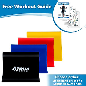 Exercise Bands for Physical Therapy | Resistance Band for Fitness, Yoga, Pilates | Long Resistance Bands for Working Out | Elastic Band for Exercise | Stretch Band (#2 Red (Medium), 7ft)