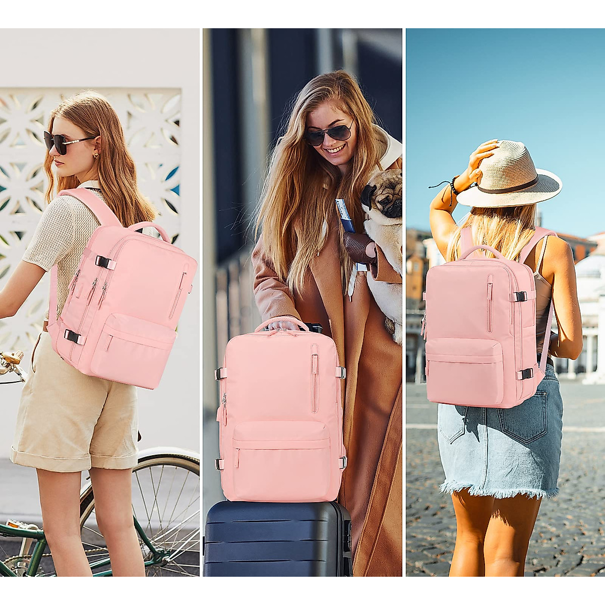 Bagsure Large Travel Backpack for Women Men, 45L Expandable Carry On Backpack, 17 Inch Laptop Backpack Waterproof College Business, Flight Approved