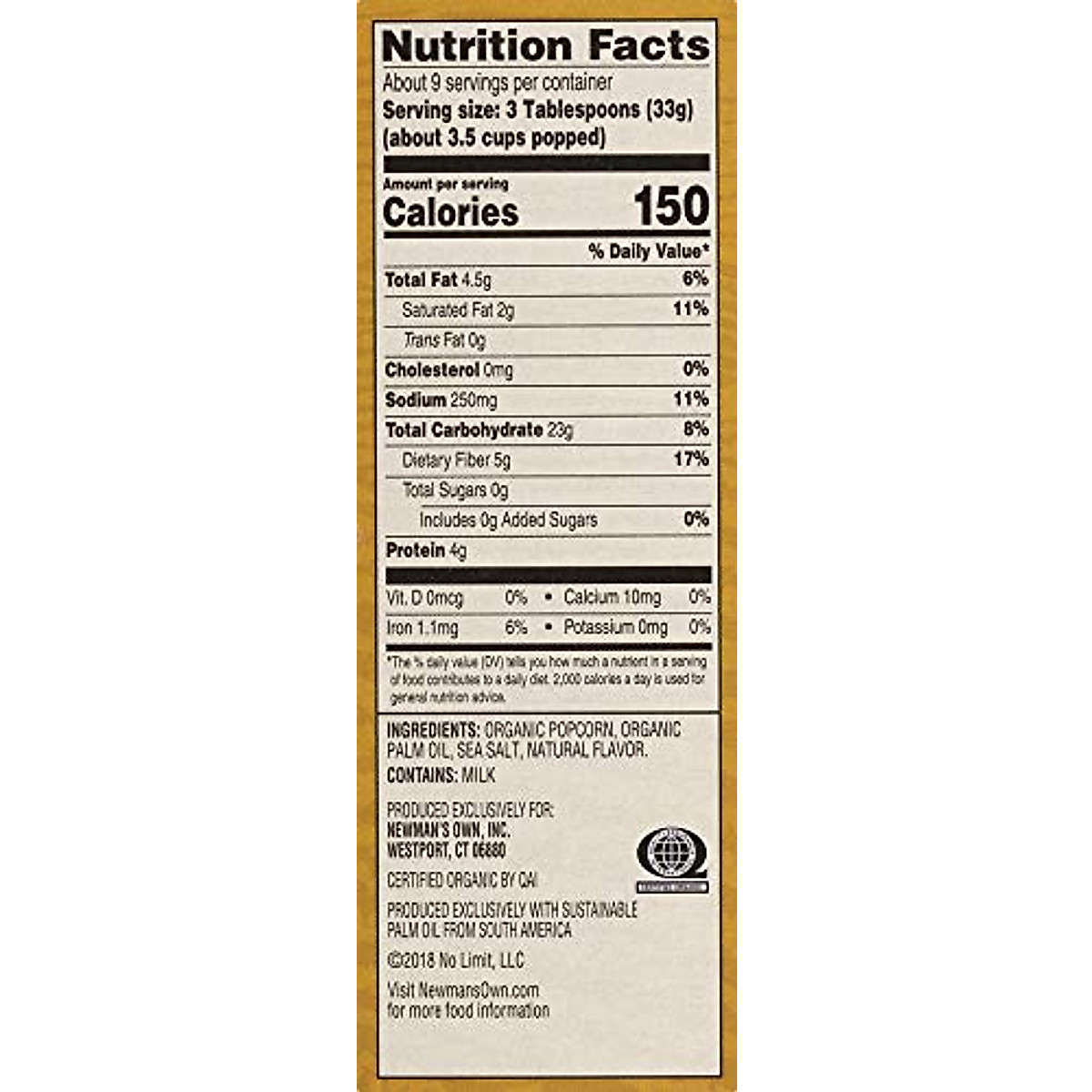 Newman's Own Organic Pop's Corn Microwave Popcorn, Butter, 3 Count