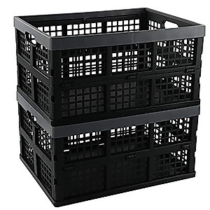 Sosody 34 L Plastic Storage Milk Crates, Large Collapsible Storage Basket, 2 Packs