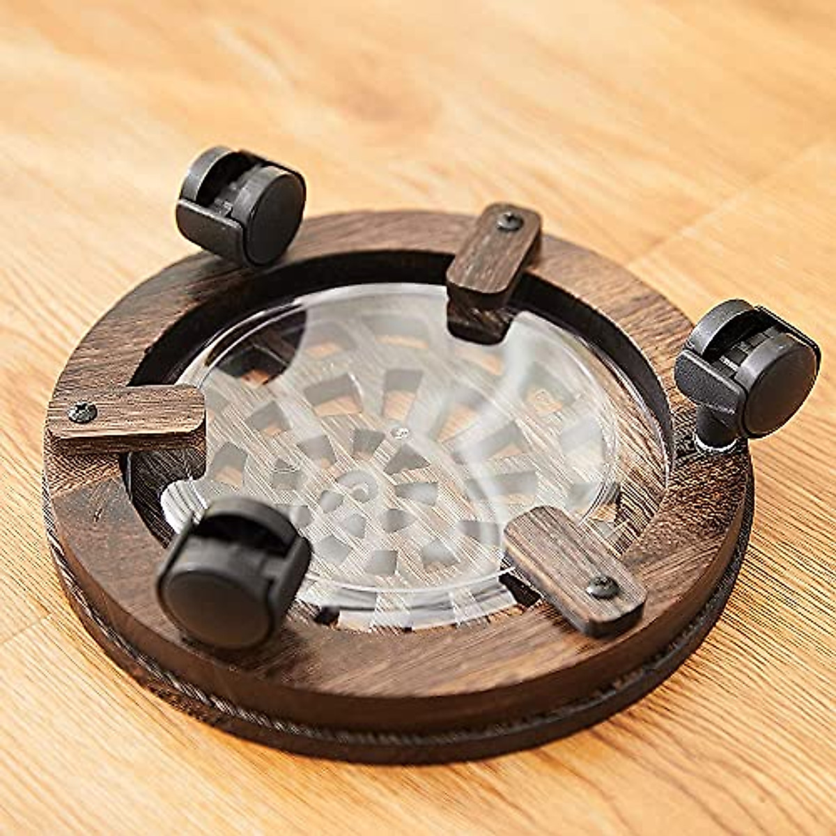 SINOBEST Wood Plant Caddy, Heavy Duty Rolling Planter Dolly with Rotating Casters, Movable Flower Pot Stand, Round Plant Rack with Wheels (10 Inch)