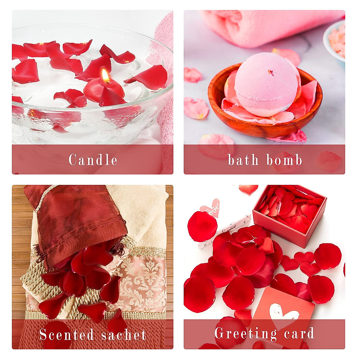 Sukh 3oz Dried Rose Petals - Dry Rose Petals Real Rose Petals Dried Organic for Rose Bath Spa Rose Quartz Candle Soap Making Wedding Confetti Resin Jewelry DIY Crafts Accessories