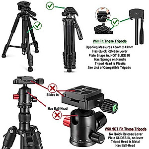 DaVoice 43mm Tripod Quick Release Plate Camera Mounting Adapter Parts Replacement for Torjim 60-Inch AX60, Endurax 66" ETR66, UBeesize 60” TR60, Zomei Q111, KingJoy, Victiv, Mactrem PT55 Tripod Mount