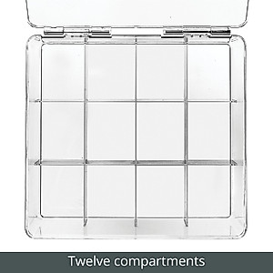 mDesign Plastic Tea Bag Divided Storage Organizer Container Box with Hinge Lid for Kitchen Cabinet, Countertop, Pantry, Hold Coffee Pods, Seasoning Packets, Condiments, 8 Sections, Clear