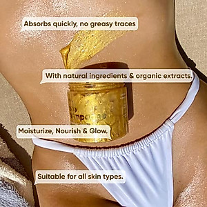 Coco Champagne Shimmer 24K Gold Body Glitter - Organic Shimmer Non-Greasy Hydro Gel with Glitter. Shine & Glow. 6.75 Fl Oz.