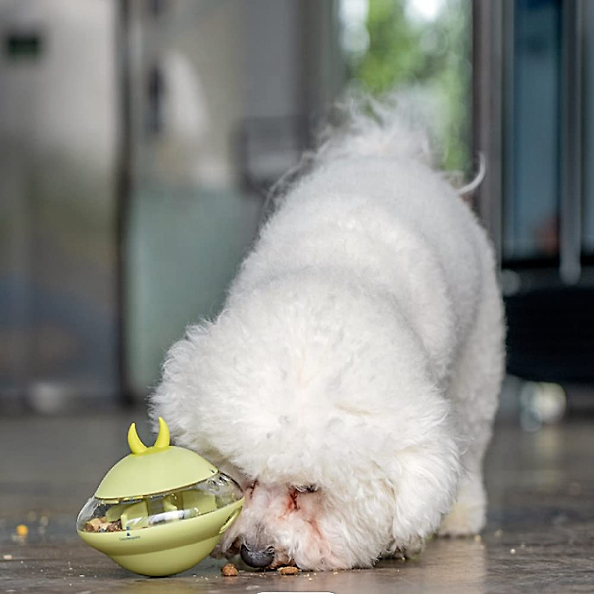 POSHIRAE Interactive Treat Dispensing Dog Toys, UFO Shaped Dog Interactive Toys for Boredom, Rotating Food Puzzle for Dogs and Puppies, Dog Enrichment Toys and Treat Dispenser for Pets (Green)