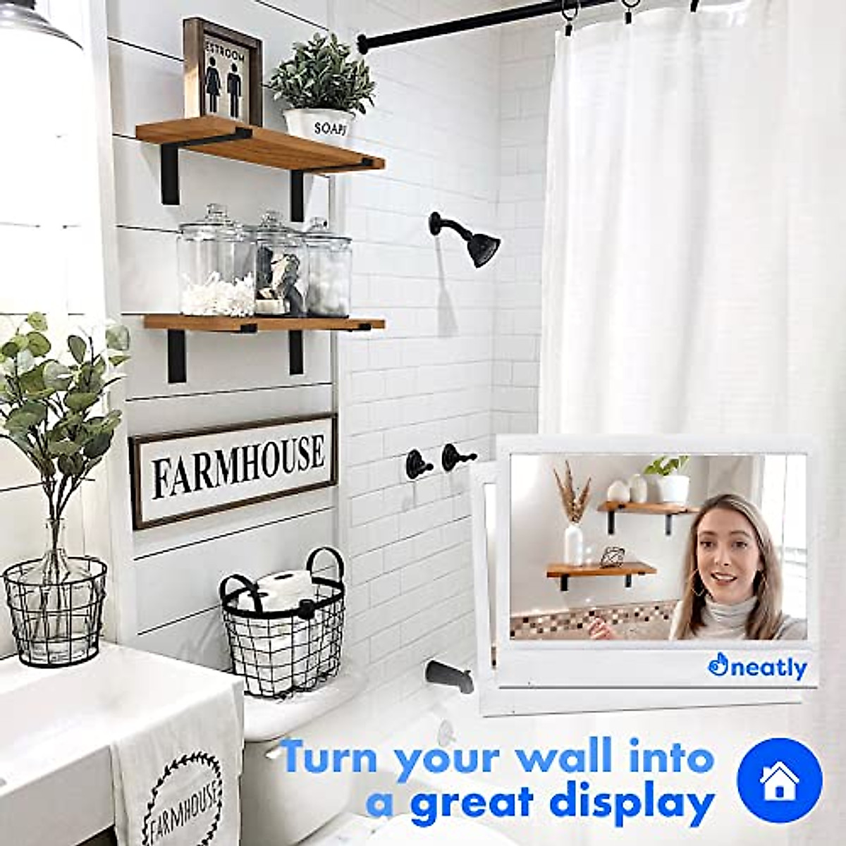 Floating Shelves Wall Shelves, Bathroom Shelves for Wall Decor, Set of 2 Wall Shelves for Bedroom, Wood Shelves Wall Mounted Shelves for Wall Storage, Hanging Shelves, Wood Floating Shelves Bathroom