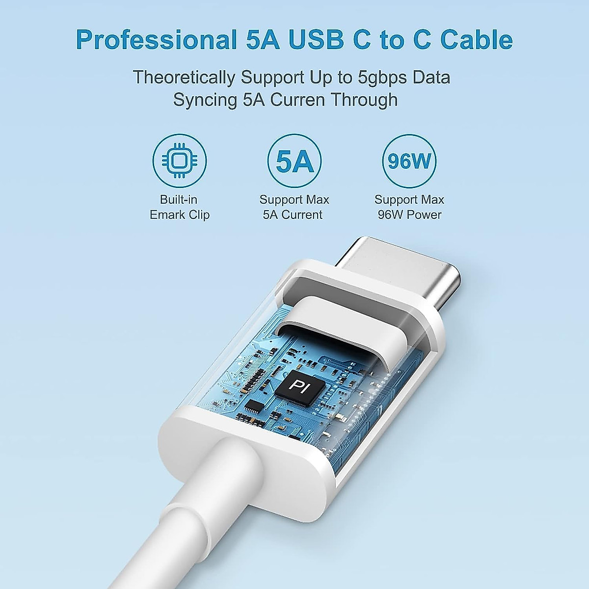 MacBook Pro Charger 96W USB C Charger for MacBook Pro 16, 15, 14, 13 inch 2024, 2023, 2022, 2021, M3 M2 M1 Mac Book Air USB C Laptop Power Adapter with LED, 5A Cable Charging