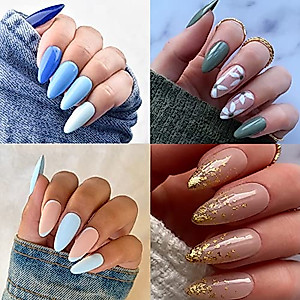 UNA GELLA Almond Fake Nails 504pcs Almond Press on Nails Pre-shape Almond Nails Tips for Full Cover Acrylic Almond Nails French False Nails For Nail Extension Nail Art, Home DIY Nail Salon 10 Sizes False Jelly Tips