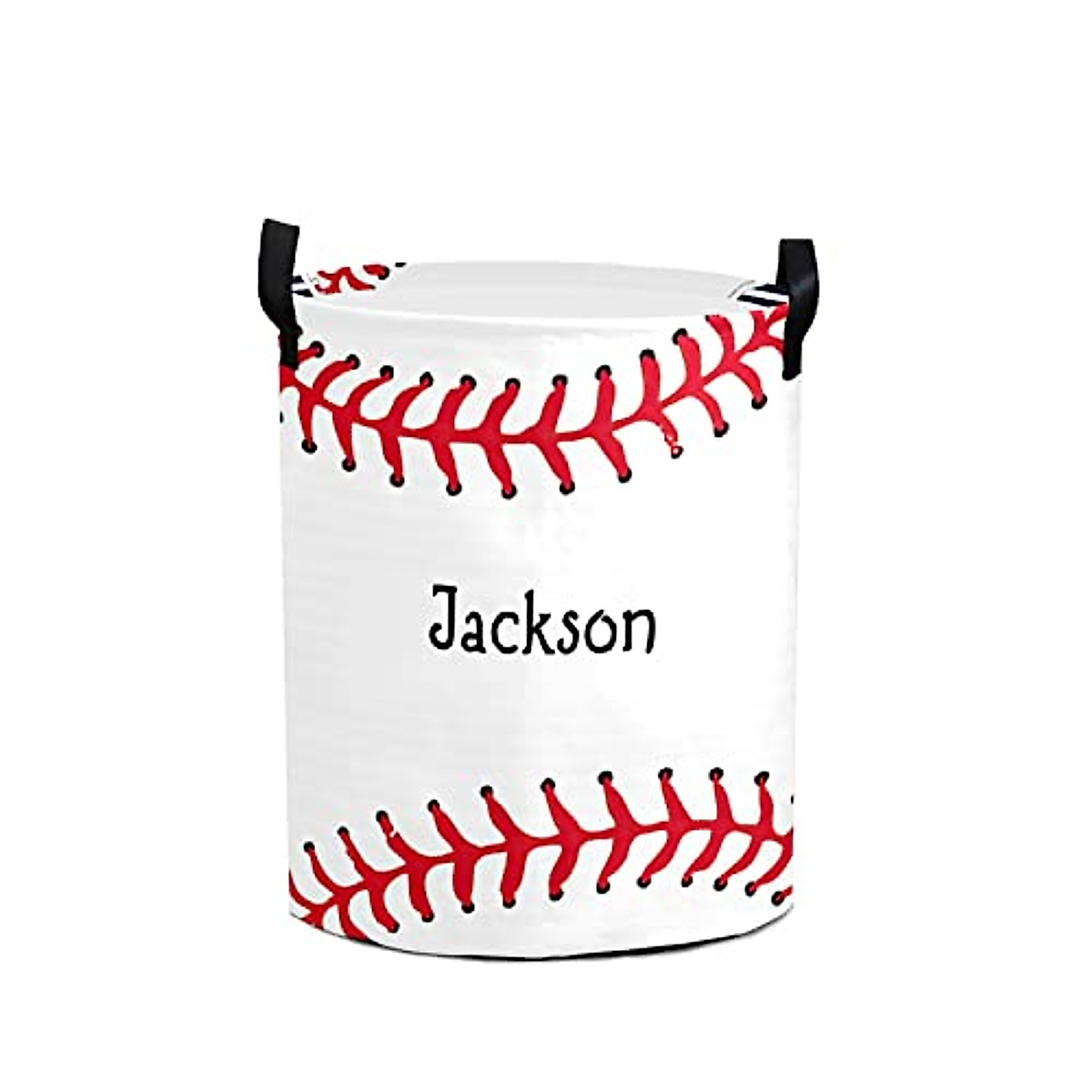 Baseball Stripe Customized Dirty Clothes Laundry Basket with Knitting Handle Dirty Clother Bag 19.69"(H) x 14.17"(W)