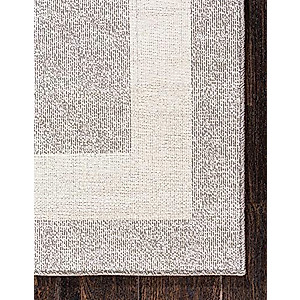 Unique Loom Del Mar Collection Area Rug-Transitional Inspired with Modern Contemporary Design, Rectangular 7' 0" x 10' 0", Gray/Ivory