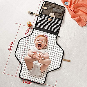 Waterproof Baby Diaper Changing Pat, Extra Large 97cmx54cm (38"x24" inch)Portable Nappy Changing Pat with Storage Pockets, Foldable Cushioned Travel Change Pat for Infants Home Travel Outdoor
