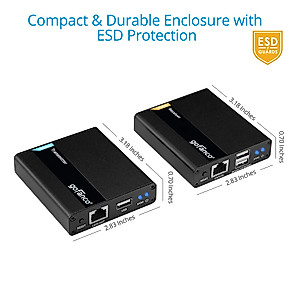gofanco USB KVM and HDMI Over CAT6 / CAT7 Extender – 230ft Extension, 1080p HDMI Video, 2X USB Keyboard/Mouse, Near Zero Latency, HDMI Loopout, Lightning/Surge/ESD Protection (KVMHDExt70)