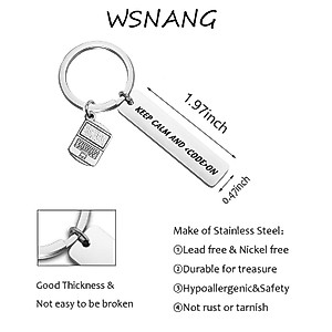 WSNANG Programmer Gift Keep Calm And Code On Keychain Coding Jewelry IT Gift for Software Engineer Student (Code Keychain)