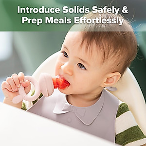 Haakaa Baby Fruit Food Feeder & Mini Freezer Nibble Tray Combo, Breastmilk Popsicle Molds for Baby Cooling Relief, BPA Free Silicone Feeder for Safe Infant Self Feeding, 4 Month+ (Blush)