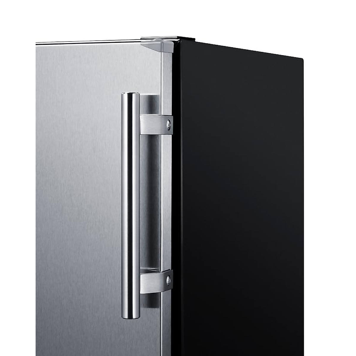 Summit FF6BK2SSADALHD 24” Wide ADA Under Counter Refrigerator 5.5 cu.ft. Made in Europe with Automatic Defrost Operation, Reversible Stainless-Steel Door, Deluxe black interior (ADA Left Hand Door)