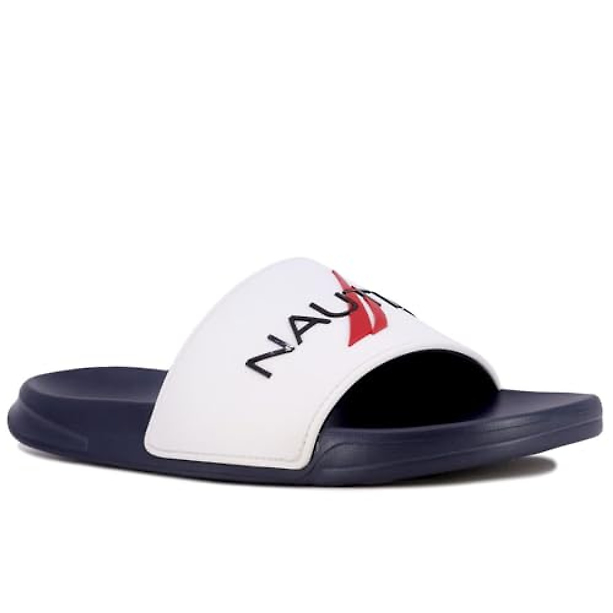 Nautica Men's Athletic Slide Comfort Sandal-Shower Slippers-Yavo-White Navy-Size-7