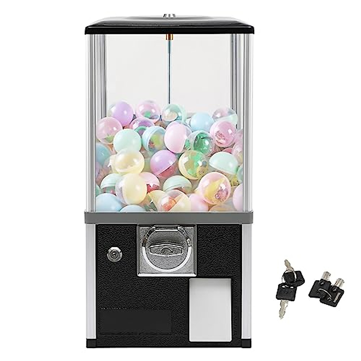Commercial Vending Machine, Candy Gumball Vending Machine Gumball Bank Candy Vending Machine Prize Machine for 1.18-2.17in Toys/Candies, 11.42 * 10.24 * 20.87 in (Black)