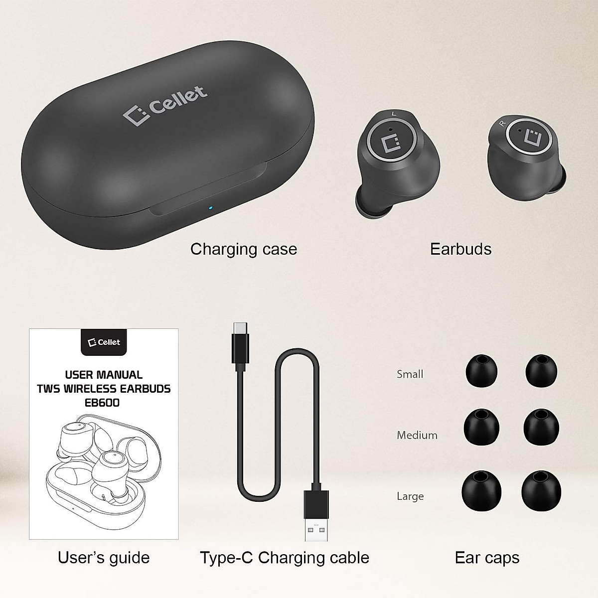 Wireless V5 Bluetooth Earbuds Compatible with Motorola One 5G with Charging case for in Ear Headphones. (V5.0 Black)