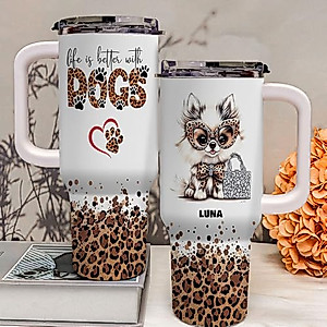 Personalized Dog Tumber with American Eskimo Dog’s Name – Custom Cup for Dog Moms, Ideal Gift for Mother's Day, Birthdays & Christmas 55Wd4L