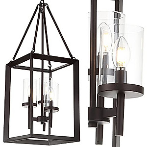 JONATHAN Y JYL7412A Anna 12" 3-Light Metal/Glass Pendant Traditional Classic Modern Industrial Farmhouse Dining Room Living Room Kitchen Foyer Bedroom Hallway, Oil Rubbed Bronze/Clear