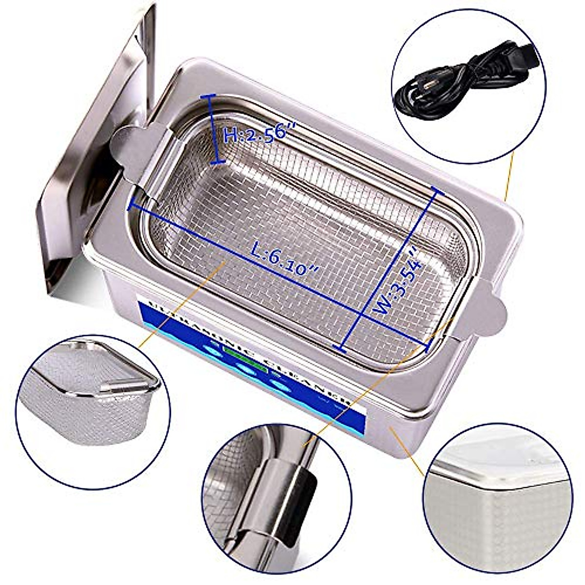 Digital Ultrasonic Jewelry Cleaner with Digital Timer 700mL 42KHz Ultrasonic Cleaner for Eyeglasses Basket for Parts Denture for Gun Blade,Diamond Ring Cleaner -Jewelry Cleaner Ultrasonic Machine