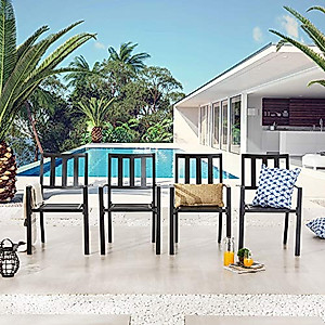 LOKATSE HOME Patio Dining Chairs Set of 4 Metal Armchairs Outdoor Furniture for Poolside, Backyard, Balcony, Garden, Porch, Black