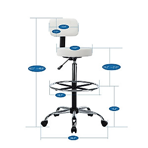 Naomi Home Venus Drafting Chair Cream, Adjustable Height, PU Leather, Swivel Casters, Rolling Wheels