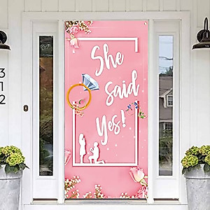 Labakita Engagement She Said Yes Door Banner, Bachelorette Party Door Decorations, Engaged Door Cover Banner, Wedding Bridal Shower Proposal Party Decorations