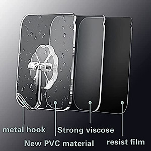 Shuangqi Wall Hook Clear Plastic Adhesive Stick 2.36inch Small Square Waterproof Hook for Shower Bathroom Kitchen Heavy Hanging 12pcs