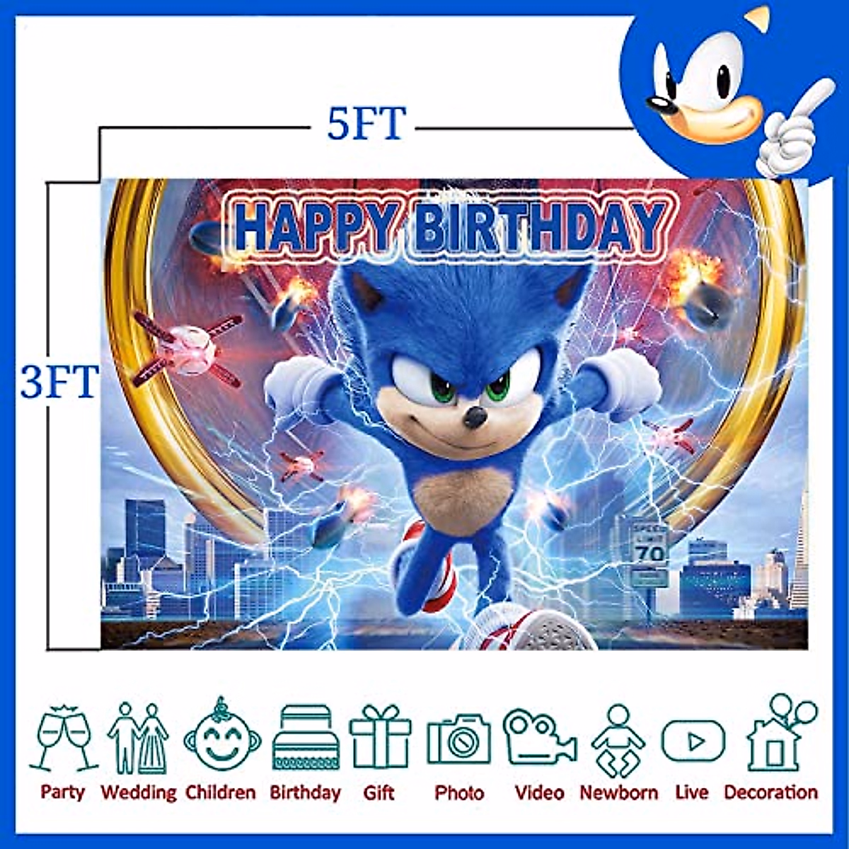 60x40 Inches Birthday Backdrop for Party, Soni Birthday Decoration with Good Wrinkle Resistance, Birthday Party Supplies as Background, Happy Birthday Banner 5X3 ft for Kids, Boys, and Girls