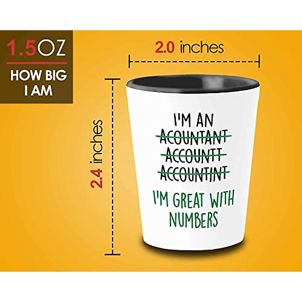 Bubble Hugs Accounting Shot Glass 1.5oz - Great with Numbers - Accountant CPA Auditor Employee Coworker Bookkeeper Finance