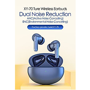 LmtLessDeals Wireless Earbuds Bluetooth Noise Cancelling in-Ear Headphones Waterproof Touch Control Built-in Microphone with Wireless Charging Case… (Silver)