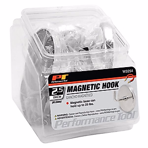Performance Tool W3254 Heavy Duty Magnetic Hook with 25 lb. Capacity, Ideal for Garage, Workshop, Home or Office