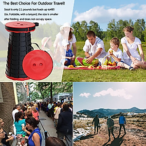 ALEVMOOM Upgraded Telescoping Stool Collapsible Stool with Seat Cushion & Bag, Retractable Folding Camping Stool for Adults Max Load 500lb More Sturdy Lightweight for Fishing Hiking Gardening (red)