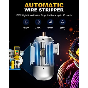 CREWORKS Automatic Wire Stripping Machine for 0.06"-1" Copper Wires, Motorized Wire Stripper Tool for 7/0-15 AWG Scrap Electrical Wire Recycling, Electrical Tool for DIY Cable Copper Wire Stripping