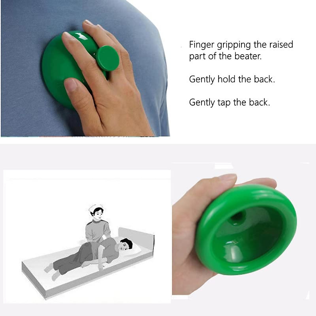 Beisto Sputum Cup, Silicone Palm Chest Percussion Cup, Sputum Remover Cup for Bed-Rest Patients Bedridden Elders to Expectorate Infant Phlegm Removing, Green