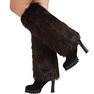 Nanxson Womens Fur Leg Warmer Winter Furry Long Boot Cuffs Cover TTW0034 (Coffee)