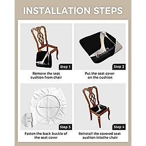 Savannan Dining Room Chair Seat Covers, Sexy Diamond High Heels White Golden Black Removable Stretch Chair Seat Cushion Slipcovers Protector for Holiday Party Festival Decoration, Set of 2