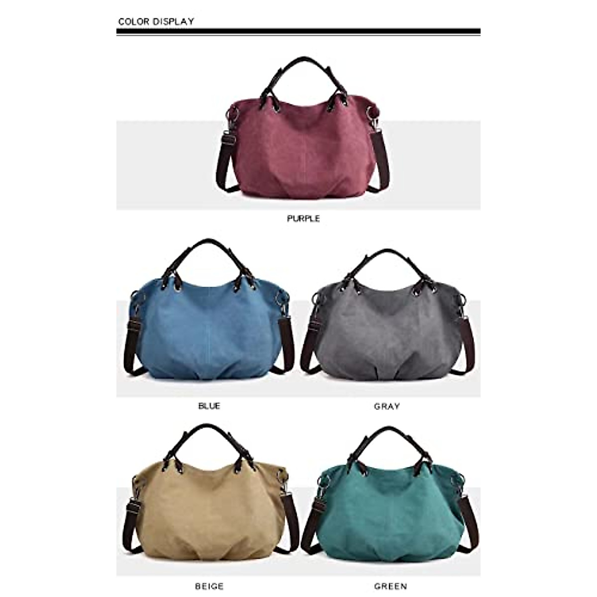 Eamom Extra Large Crossbody bags for Women Handbag Hobo Bag Canvas Purse Women's Clutch Handbags Shoulder Purse (Deep khaki)