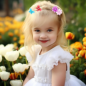 PinkSheep Hair Clip, Butterfly Flower Hair Accessory for Little Girl, 12PCS Tulle Mesh Hair Bows Colorful Flower Hair Pins Barrettes, for Toddler Baby Girls