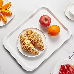 HSDT Melamine Serving Trays White 17.1x12.2 Inch Rectangle Cafeteria Fast Food Trays Breakfast Lunch Dinner Trays for Eating Set of 6,PFW-174122-06