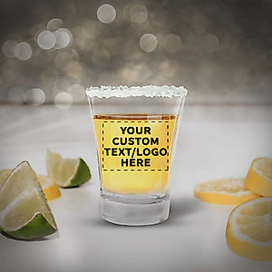 Custom Shot Glasses 2 oz. Set of 10, Personalized Bulk Pack - Great for Wedding, Party, Birthday, Gifts - Clear