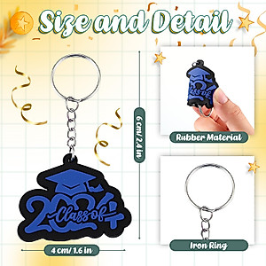 Batiyeer 60 Pieces Class of 2024 Graduation Keychains, Rubber Key Chains Grad Cap Charms Graduation Gifts (Gold, Black)