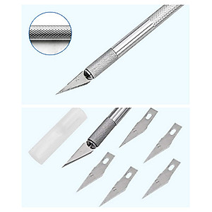 Comidox 2 Sets Stainless Steel Precision Carving Cutter Craft Knife Solid Metal Pen Knife Razor Tool for Phone PC Tablet Drone Repair DIY Art Work Sculpture